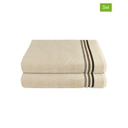 Schiesser 2er-Set: Duscht&uuml;cher "Skyline" in Beige - 44% | Gr&ouml;&szlig;e 70x140 cm | Badtextilien