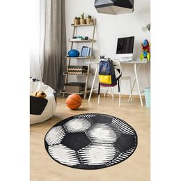 Mioli Kurzflor-Teppich "Ball" in Schwarz/ Wei&szlig; - 68% | Gr&ouml;&szlig;e 140 cm | Teppiche-fussmatten