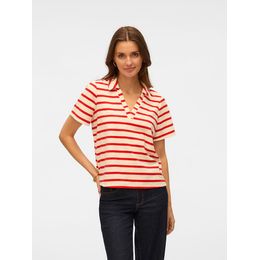 V&eacute;ro Moda Vero Moda Poloshirt in Creme/ Rot - 51% | Gr&ouml;&szlig;e S | Damen-tops