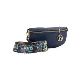 Lia Biassoni Leder-Umh&auml;ngetasche "Irpino" in Blau - (B)23 x (H)12 x (T)2 cm - 75% | Damen-taschen