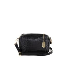 Anna Morellini Leder-Umh&auml;ngetasche "Donatella" in Schwarz - (B)25 x (H)16 x (T)9 cm - 75% | Damen-taschen