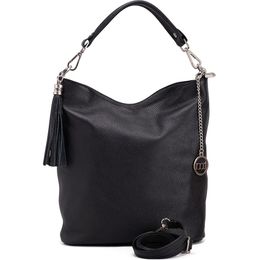 Mia Tomazzi Leder-Schultertasche "Sabaudia" in Schwarz - (B)26 x (H)28 x (T)12 cm - 73% | Damen-taschen