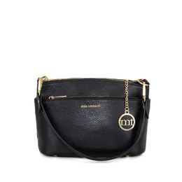 Mia Tomazzi Leder-Schultertasche "Bardolino" in Schwarz - (B)25 x (H)17 x (T)13 cm - 74% | Damen-taschen