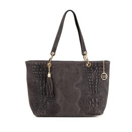 Mia Tomazzi Leder-Shopper "Cilento" in Dunkelgrau - (B)58 x (H)42 x (T)14 cm - 67% | Damen-taschen