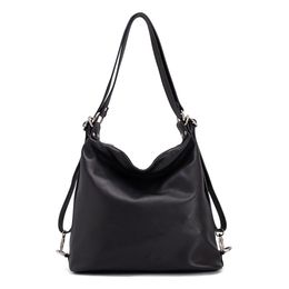 Anna Morellini Leder-Schultertasche "Ylenia" in Schwarz - (B)30 x (H)39 x (T)16 cm - 74% | Damen-taschen