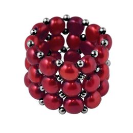Pearl Addict Perlen-Ring in Rot - 83% | Schmuck