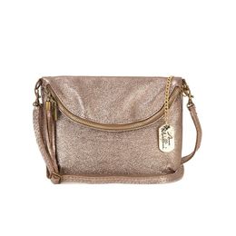 Anna Morellini Leder-Umh&auml;ngetasche "Beverly" in Beige/ Gold - (B)22 x (H)18 x (T)2 cm - 77% | Damen-taschen