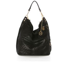 Mia Tomazzi Leder-Schultertasche in Schwarz - (B)42 x (H)38 x (T)17 cm - 71% | Damen-taschen