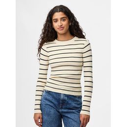 Pieces Longsleeve "Pcmira" in Creme/ Schwarz - 37% | Gr&ouml;&szlig;e M | Damen-tops