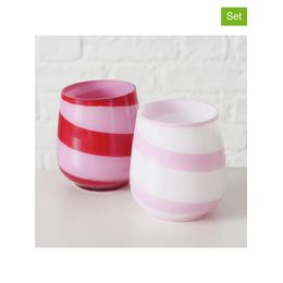 Boltze 2er-Set: Windlichter "Tisano" in Wei&szlig;/ Rosa/ Rot - (H)8,5 x &Oslash; 7,8 cm - 26% | Kerzen-vasen