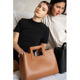 maison h&eacute;ritage PARIS Leder-Henkeltasche "Jini" in Hellbraun - (B)30 x (H)22 x (T)10 cm - 81% | Damen-taschen