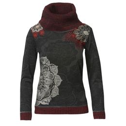 Koroshi Pullover Damen Gr&ouml;&szlig;e S silbergrau / dunkelgrau / dunkelrot / schwarz