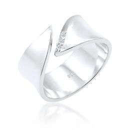 Elli Ringe - Ring Wickelring Diamant (0.045 ct.) 925 Silber - Gr. 52 MM - in Wei&szlig; - f&uuml;r Damen