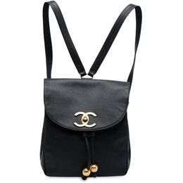 Chanel Rucks&auml;cke - CC Caviar Turn Lock Backpack - Gr. unisize - in Schwarz - f&uuml;r Damen