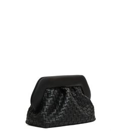 Themoir&egrave; Clutches - Large Woven Vegan Leather Clutch With Shoulder Str - Gr. unisize - in Schwarz - f&uuml;r Damen