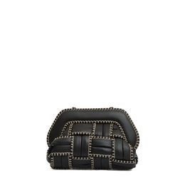 Themoir&egrave; Clutches - Structured Woven Clutch With Beige Stitching - Gr. unisize - in Schwarz - f&uuml;r Damen