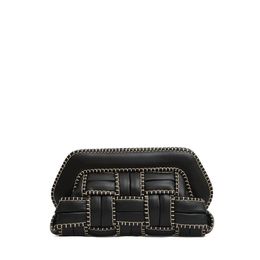 Themoir&egrave; Clutches - Structured Black Vegan Leather Clutch With Beige S - Gr. unisize - in Schwarz - f&uuml;r Damen