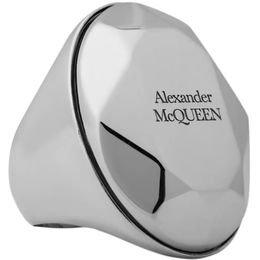 Alexander McQueen Armb&auml;nder - Faceted Stone Logo Ring - Gr. 19 - in Silber - f&uuml;r Damen