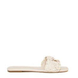 Stuart Weitzman Sandalen - Beige Slipper With Roses - Gr. 37 (EU) - in Beige - f&uuml;r Damen
