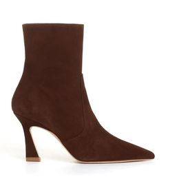 Stuart Weitzman Stiefel - Coffee Suede Ankle Boot 80Mm Heel - Gr. 36,5 (EU) - in Braun - f&uuml;r Damen