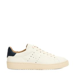 Hogan Low-Top Sneaker - Cassetta Pelle Bianco Sneakers With Contrasting Bl - Gr. 10 - in Beige - f&uuml;r Damen
