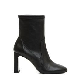 Stuart Weitzman Stiefel - Black Leather Ankle Boot - Gr. 36,5 (EU) - in Schwarz - f&uuml;r Damen