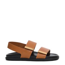 Tod's Tod's Sandalen - Brown Leather Two-Strap Anatomical Sandals With Ru - Gr. 36 (EU) - in Schwarz - f&uuml;r Damen