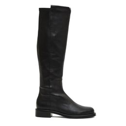 Stuart Weitzman Stiefel - Black Leather Stretch Boot - Gr. 37,5 (EU) - in Schwarz - f&uuml;r Damen