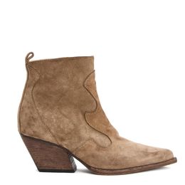 Elena Iachi Stiefel - Beige Suede Ankle Boots With Curved Seam Detail - Gr. 37 (EU) - in Braun - f&uuml;r Damen