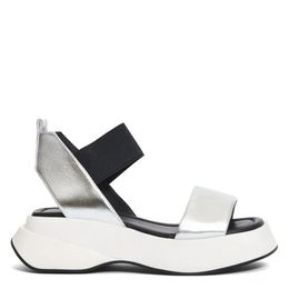 Elena Iachi Sandalen - Silver Leather Wedge Sandal - Gr. 40 (EU) - in Wei&szlig; - f&uuml;r Damen