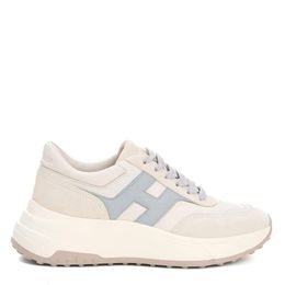 Hogan Low-Top Sneaker - Hi Fi H Light Blue Suede Ivory Sneakers - Gr. 40 (EU) - in Beige - f&uuml;r Damen