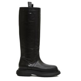 3Juin Stiefel - Black Leather Tall Boots With Chunky Sole And Pull - Gr. 37,5 (EU) - in Schwarz - f&uuml;r Damen