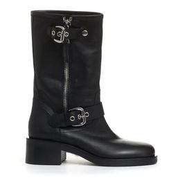 Strategia Stiefel - Biker Ankle Boots with Square Toe and Buckles - Gr. 37 (EU) - in Schwarz - f&uuml;r Damen