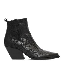 Elena Iachi Stiefel - Ankle Boots With Black Python Print And Intricate - Gr. 40 (EU) - in Schwarz - f&uuml;r Damen