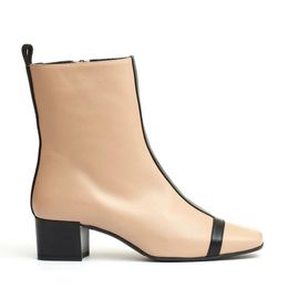 Carel Paris Stiefel - Beige And Black Leather Ankle Boot 40Mm Heel - Gr. 39 (EU) - in Braun - f&uuml;r Damen