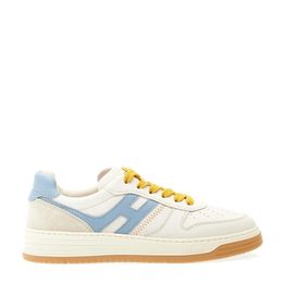 Hogan Low-Top Sneaker - White Leather Basket Sneakers Light Blue - Gr. 5 - in Wei&szlig; - f&uuml;r Damen