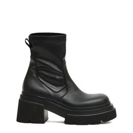 Elena Iachi Stiefel - Chunky Black Stretch Leather Ankle Boots With Rubb - Gr. 36 (EU) - in Schwarz - f&uuml;r Damen