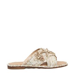 Paola Fiorenza Sandalen - Blue And Pink Boucl&egrave; Slipper With Rhinestones - Gr. 38 (EU) - in Beige - f&uuml;r Damen