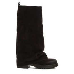 Strategia Stiefel - Slouchy Black Suede Tall Boots With Folded Cuff An - Gr. 37,5 (EU) - in Schwarz - f&uuml;r Damen
