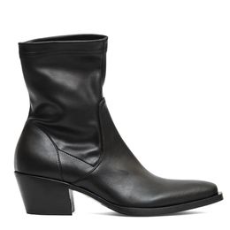 Strategia Stiefel - Stretch Black Leather Ankle Boots With Pointed Toe - Gr. 36 (EU) - in Schwarz - f&uuml;r Damen