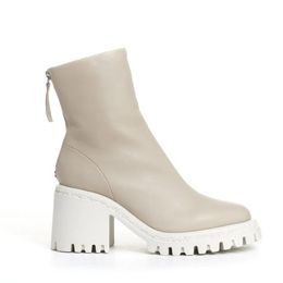 Halmanera Stiefel - Creamy Leather Ankle Boot With Chunky Block Heel - Gr. 37,5 (EU) - in Beige - f&uuml;r Damen