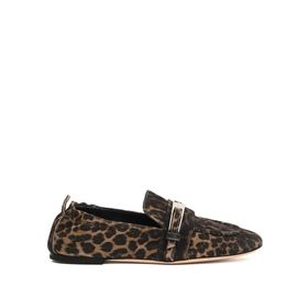 Attilio Giusti Leombruni Calf Leather Loafer With Leopard Print And Decorat - Gr. 36,5 (EU) - in Braun