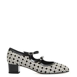 Carel Paris Hohe Schuhe - Checkered Wool Fabric Pumps With Adjustable Straps - Gr. 36 (EU) - in Grau - f&uuml;r Damen