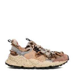 Flower Mountain Low-Top Sneaker - Chunky Sneakers With Leopard Fur And Suede Detaili - Gr. 37 (EU) - in Beige - f&uuml;r Damen