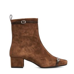 Carel Paris Stiefel - Brown Suede Ankle Boots With Decorative Buckled St - Gr. 37,5 (EU) - in Braun - f&uuml;r Damen