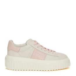 Hogan Low-Top Sneaker - H Stripes Pelle Bianco Banda Rosa - Gr. 37,5 (EU) - in Wei&szlig; - f&uuml;r Damen