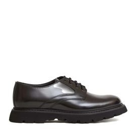 Doucals Polished Black Leather Derby Shoe With Ultra-Light - Gr. 41,5 (EU) - in Schwarz