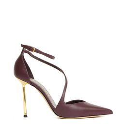 Ninalilou Hohe Schuhe - Burgundy Leather Pumps With Ankle Straps - Gr. 39 (EU) - in Rot - f&uuml;r Damen