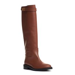Via Roma 15 Stiefel - Stivale Pelle Cuoio Fibbia Oro - Gr. 37 (EU) - in Rot - f&uuml;r Damen