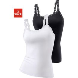 Lascana Damen Unterhemd wei&szlig;, schwarz Gr&ouml;&szlig;e 40/42